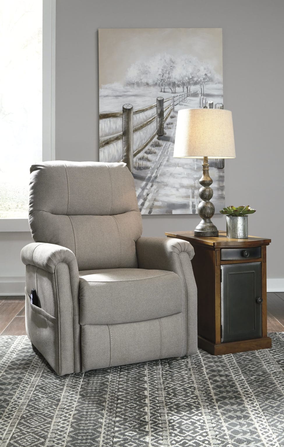 Ashley 3500212 Markridge Gray Power Lift Recliner - PriceCo Furniture Store